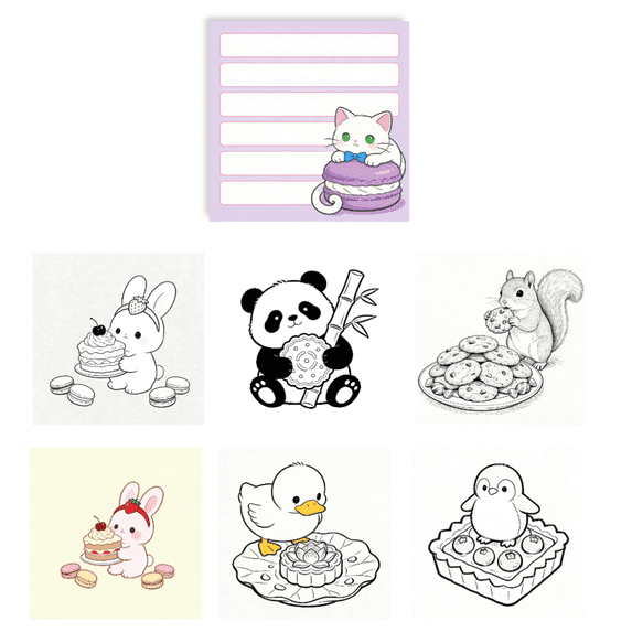 100 Pcs Original Coloring & Note Sticky Notes: Double-Sided, 100 Unique ...