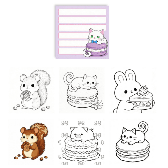 100 Pcs Original Double-Sided Coloring Memo: 100 Unique No-Repeat ...