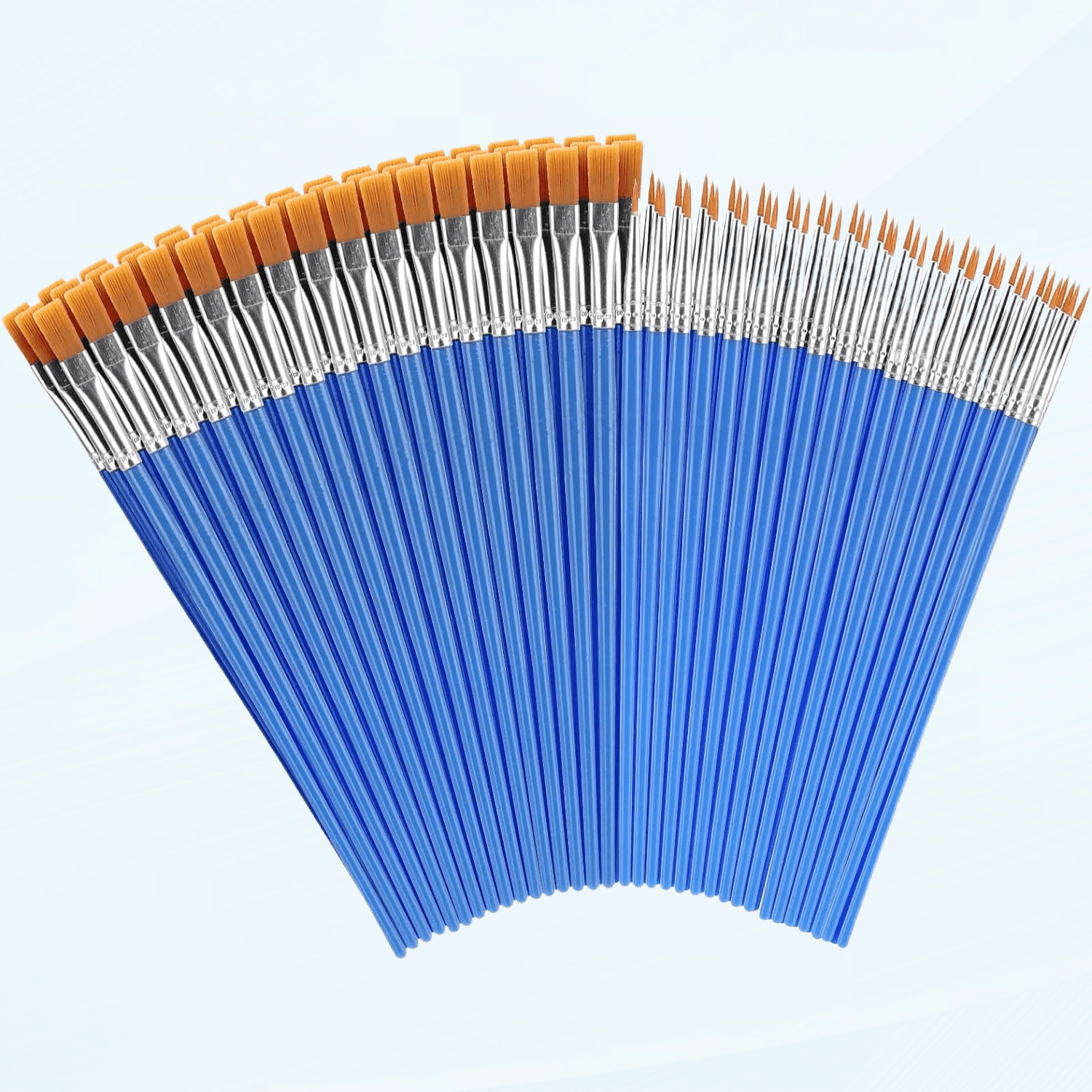 100 Pcs Paint Brushes Round and Flat Small Brush Bulk Classroom Crafts ...