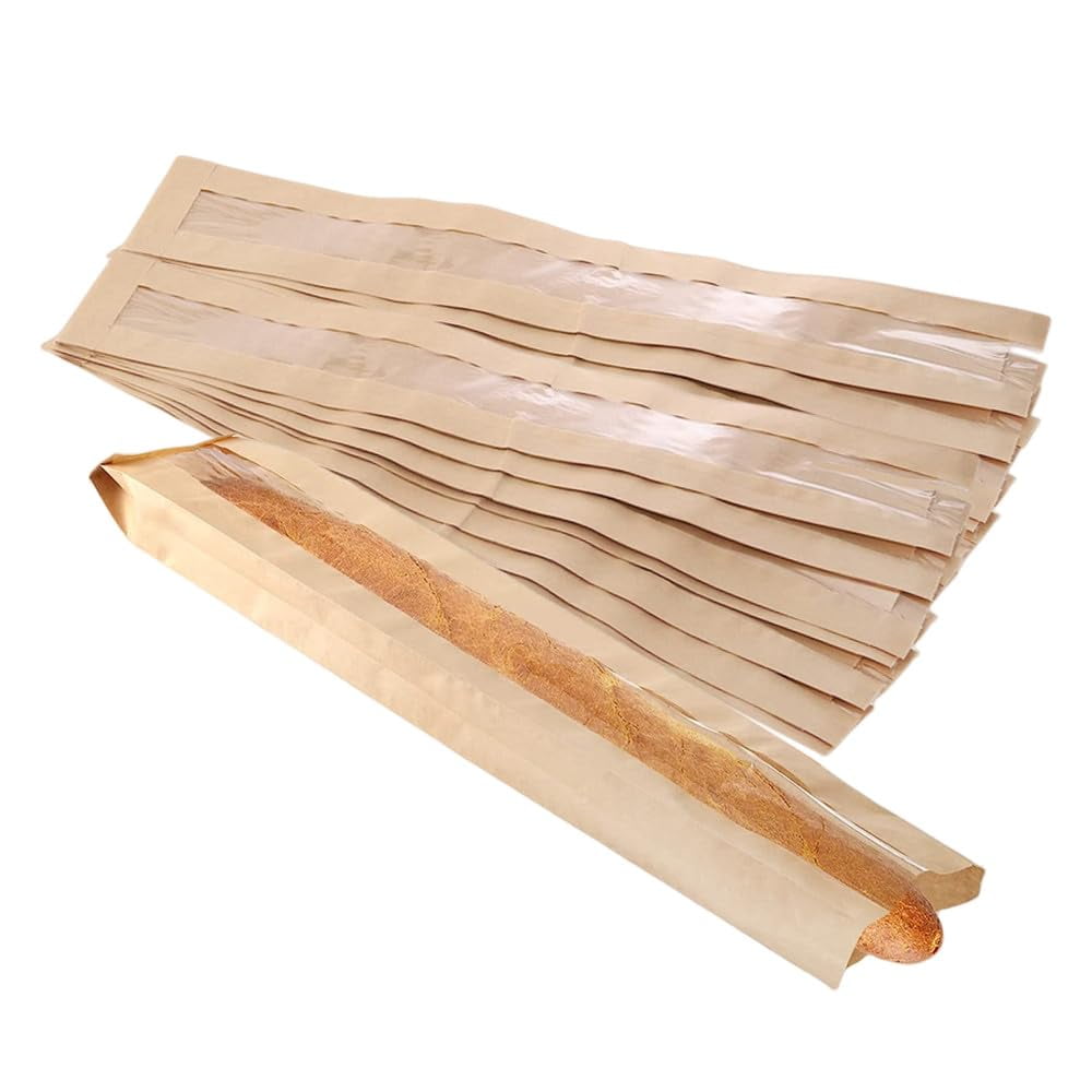 100 Pcs Paper Bread Bag with Window for Homemade Bread Bags Baguette ...