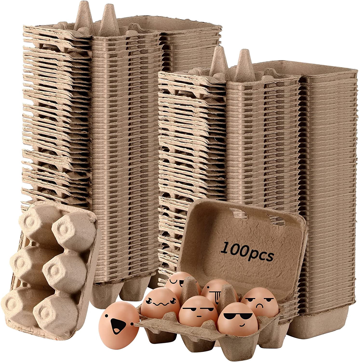 100 Pcs Paper Egg Cartons Bulk for Chicken Eggs Blank Pulp Fiber Egg ...