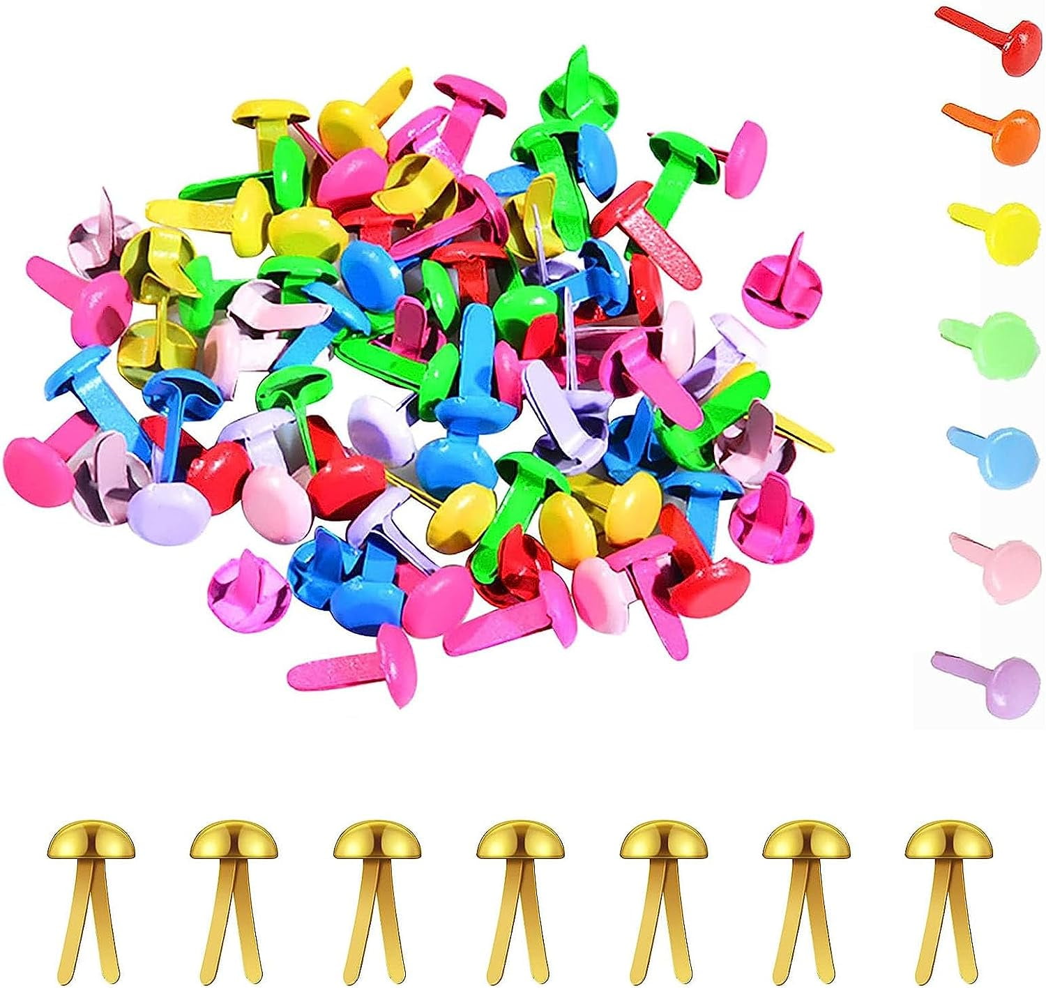 100 Pcs Paper Fasteners Split Pins, Split Pins Mini Brads Round Brads for DIY Crafts Projects ...
