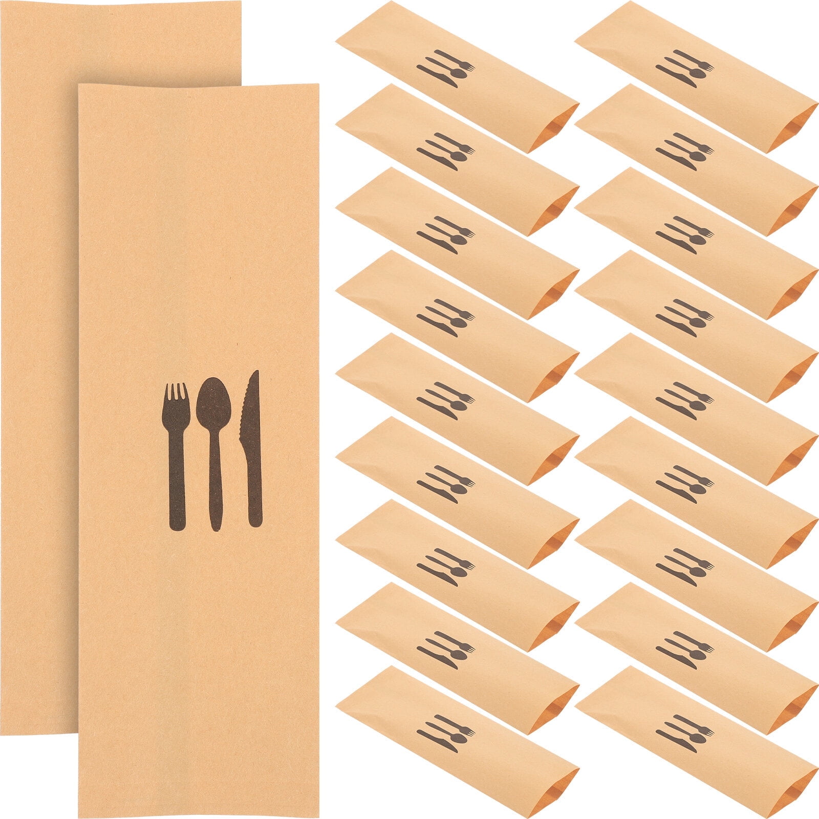 100 Pcs Paper Silverware Bags 8.7" x 3" Kraft Utensils Sleeves for ...