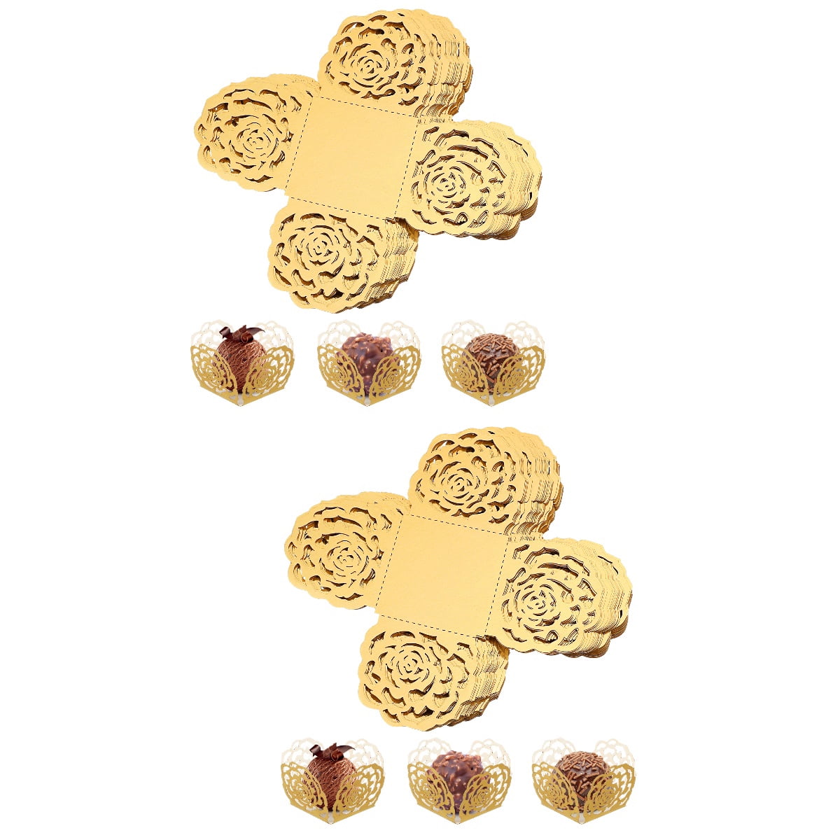 100 Pcs Paper Truffle Wrappers Truffle Liners Hollow Design Candy Cups ...