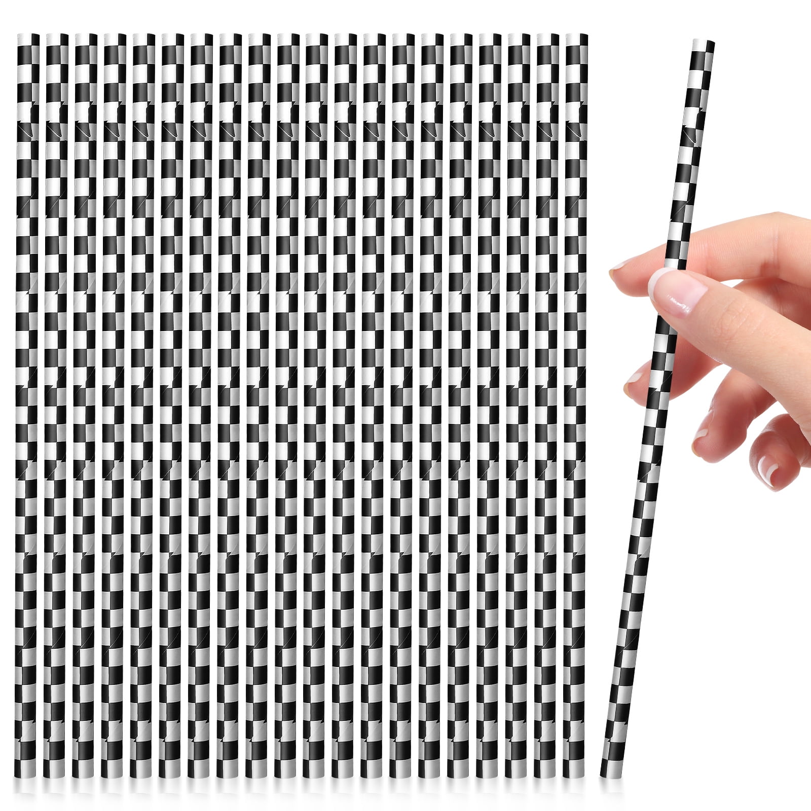 100pcs Checkered Paper Straws for Party Use Multi Color Racing Car ...