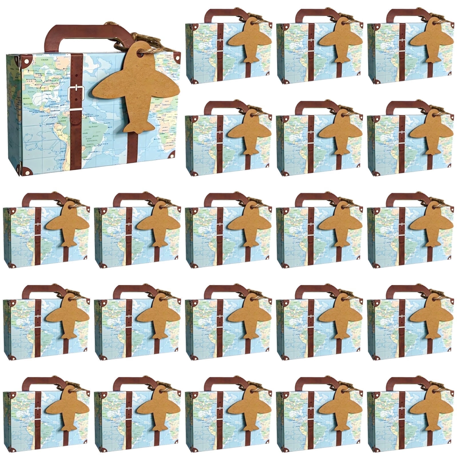 Blue Mini Candy Gift Boxes,Travel Theme Party Favors, 100 Pcs World Map ...