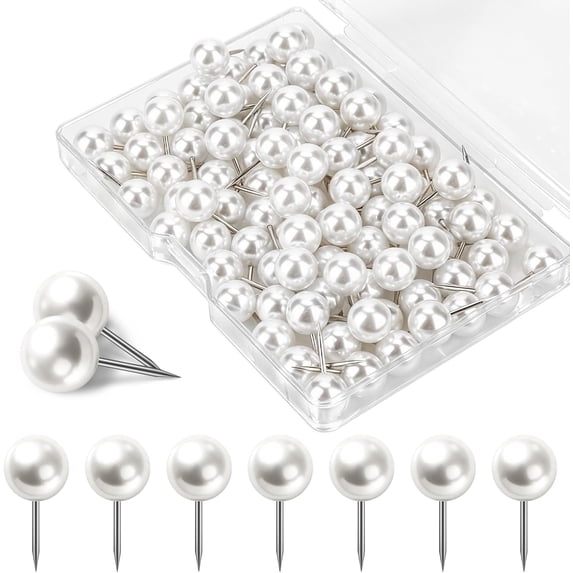 100 Pcs Pearl Pins, Pearl Push Pins Thumb Tacks for Bulletin Board ...