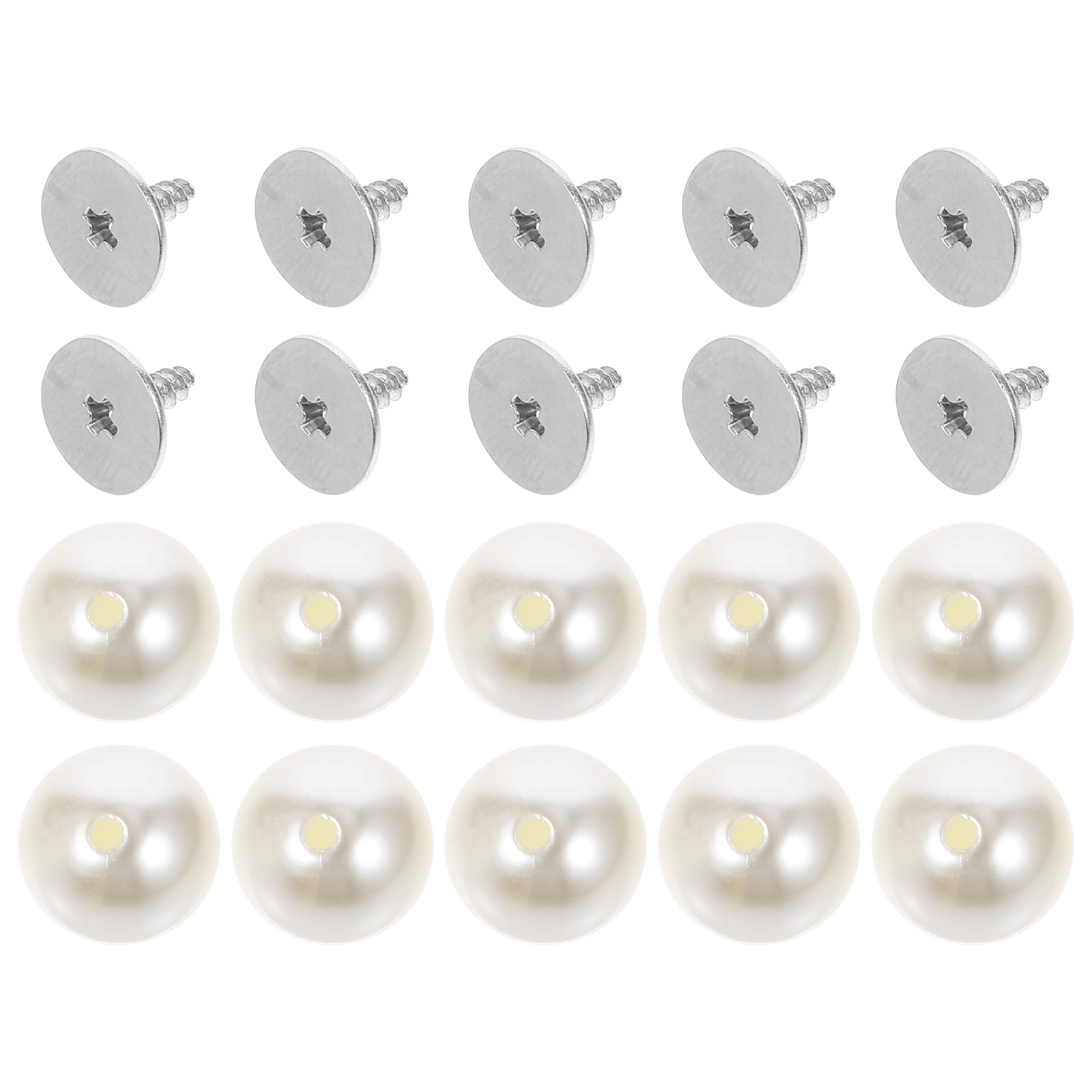 100 Pcs Pearl Screw Beads Rivet Studs Fasteners Clothes Pins White ...