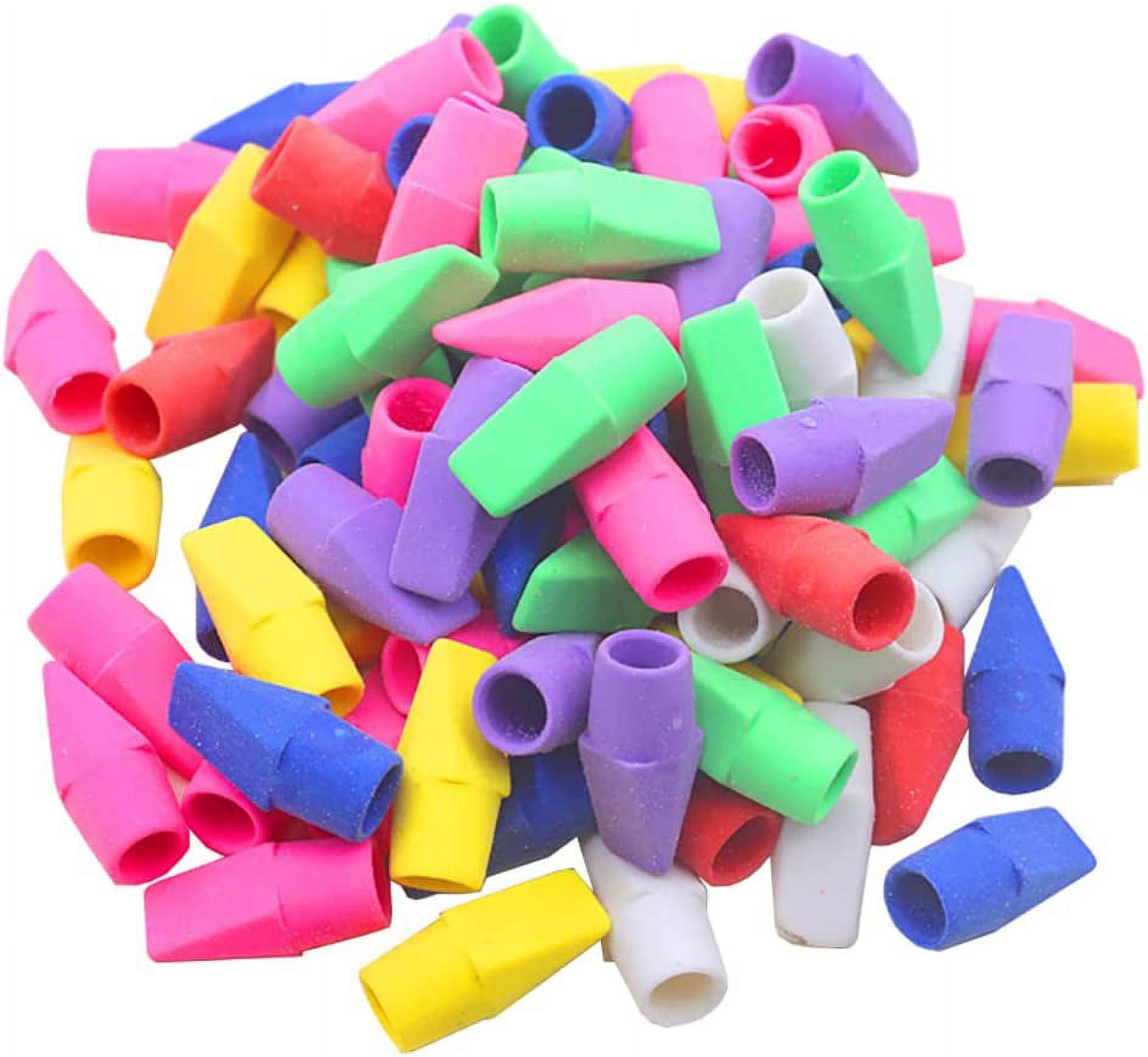 100 Pcs Pencil Erasers Toppers Colorful Cap Erasers Pencil Head Erasers ...