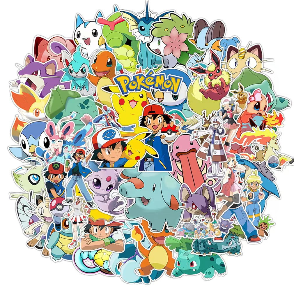 100 Pcs Pet Pokemon Anime Stickers Cartoon Waterproof Stickers for ...
