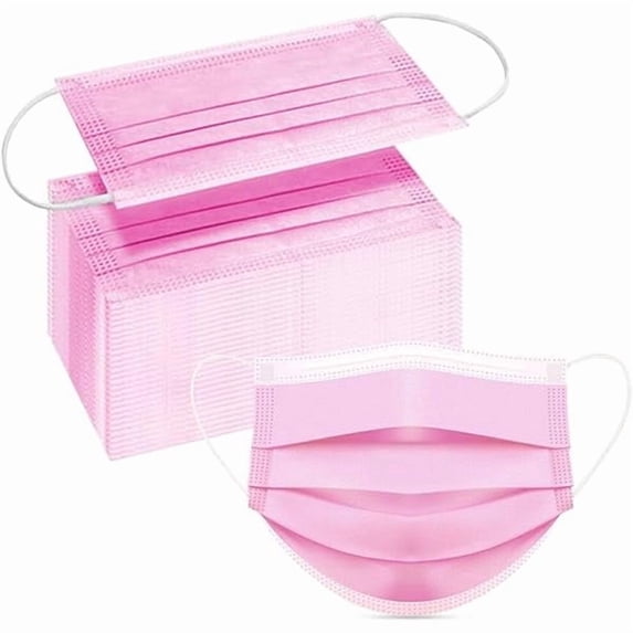 100 Pcs Pink Disposable 3 Ply Earloop Face Masks,Fit for Adults ...