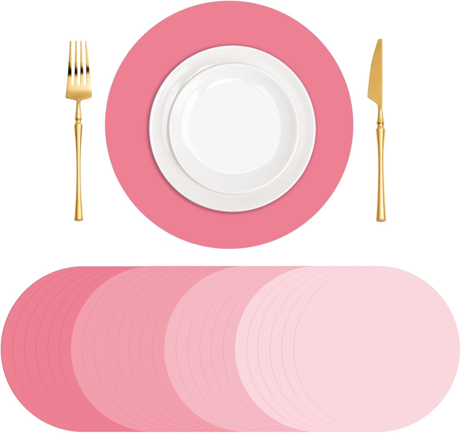 100 Pcs Pink Paper Place Mats 13.5 Inch Round Placemats Gradient ...