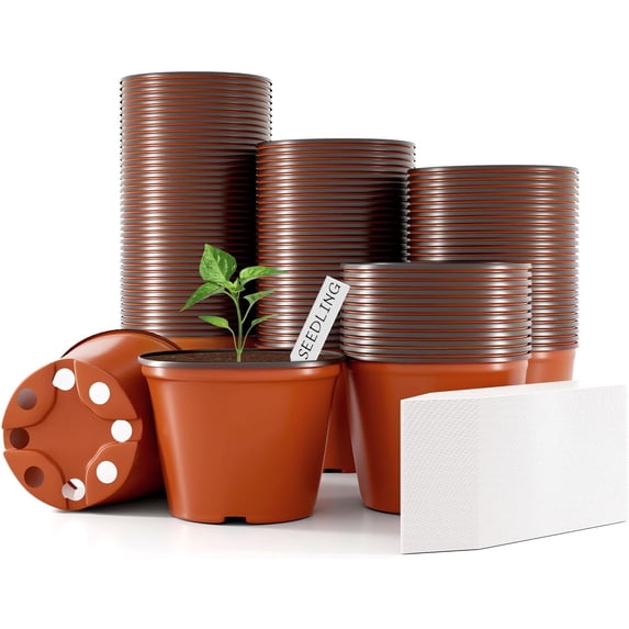 100 Pcs Plant Nursery Pots, 4 Inch Sm Seedling Pots with Labels Plastic ...