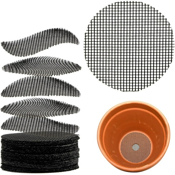 100 Pcs Plant Pot Hole Mesh Pads, 2-Inch Round Flower Pot Drainage ...
