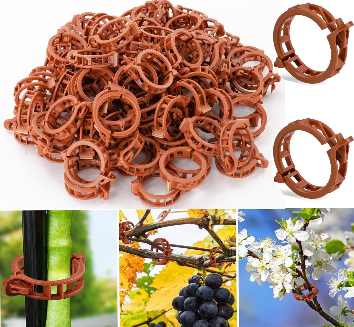 100 Pcs Plant Support Clips,Happon Plastic Tomato Clips,Tomato Trellis ...