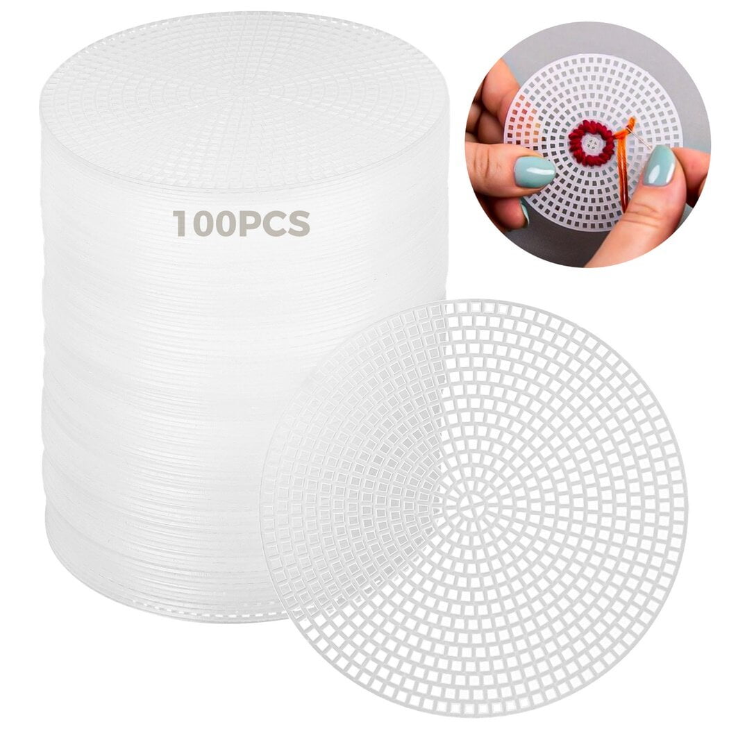 100 Pcs Plastic Canvas Sheets, 4.5 Inches 7 Count Mesh Canvas Sheets ...