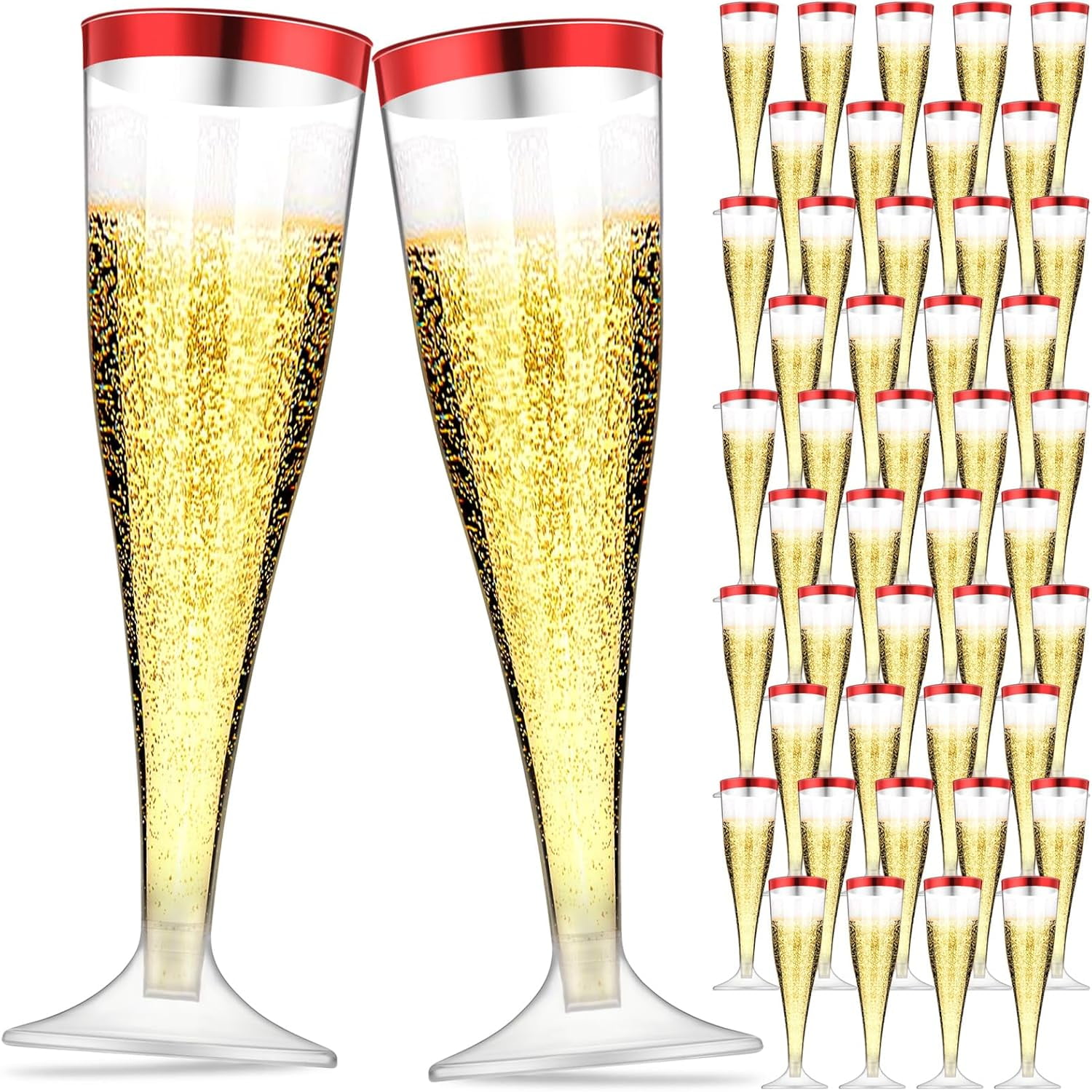 100 Pcs Plastic Champagne Flutes 4.5oz Plastic Classic Champagne Clear ...