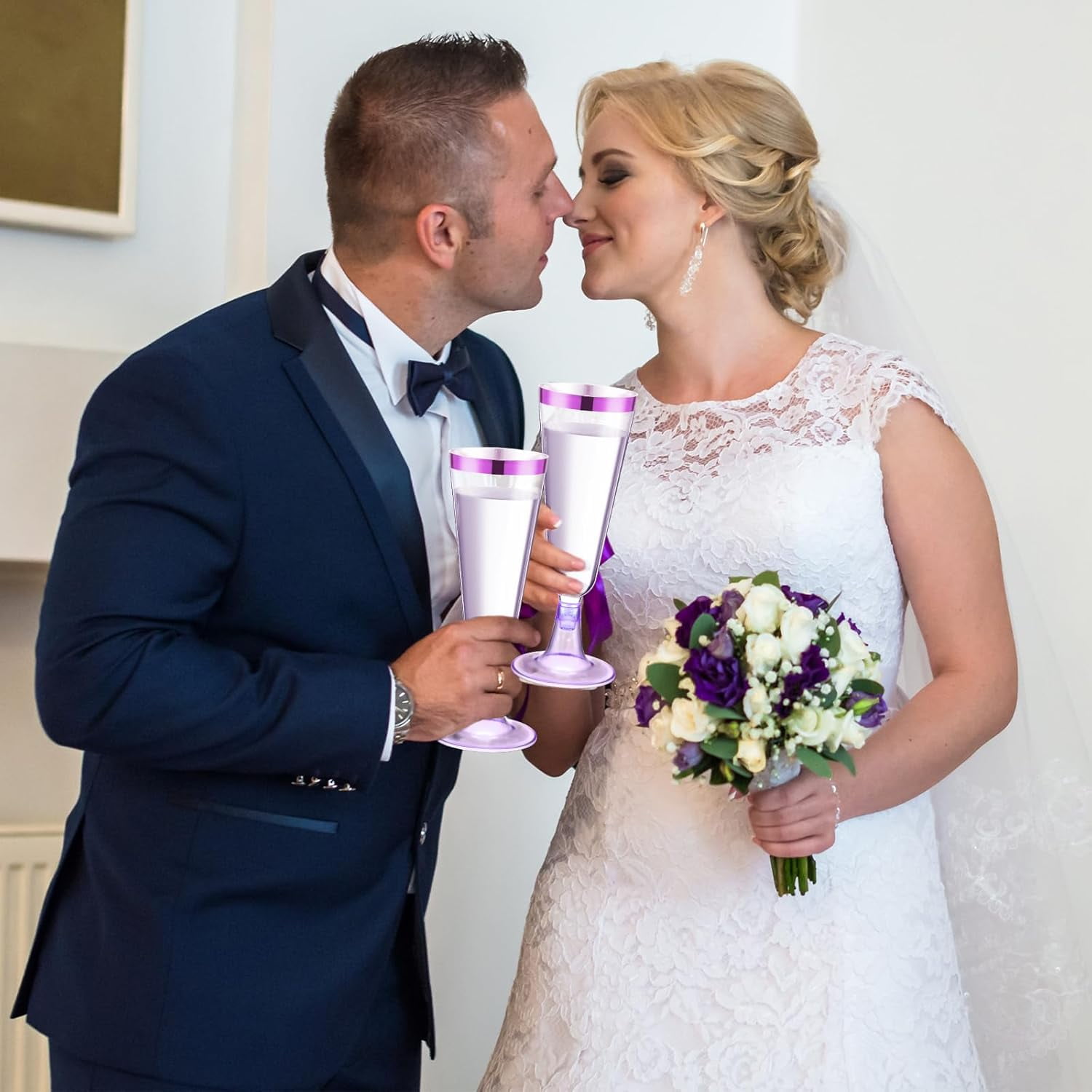 100 Pcs Plastic Disposable Champagne Flutes 5 oz New Years Champagne ...