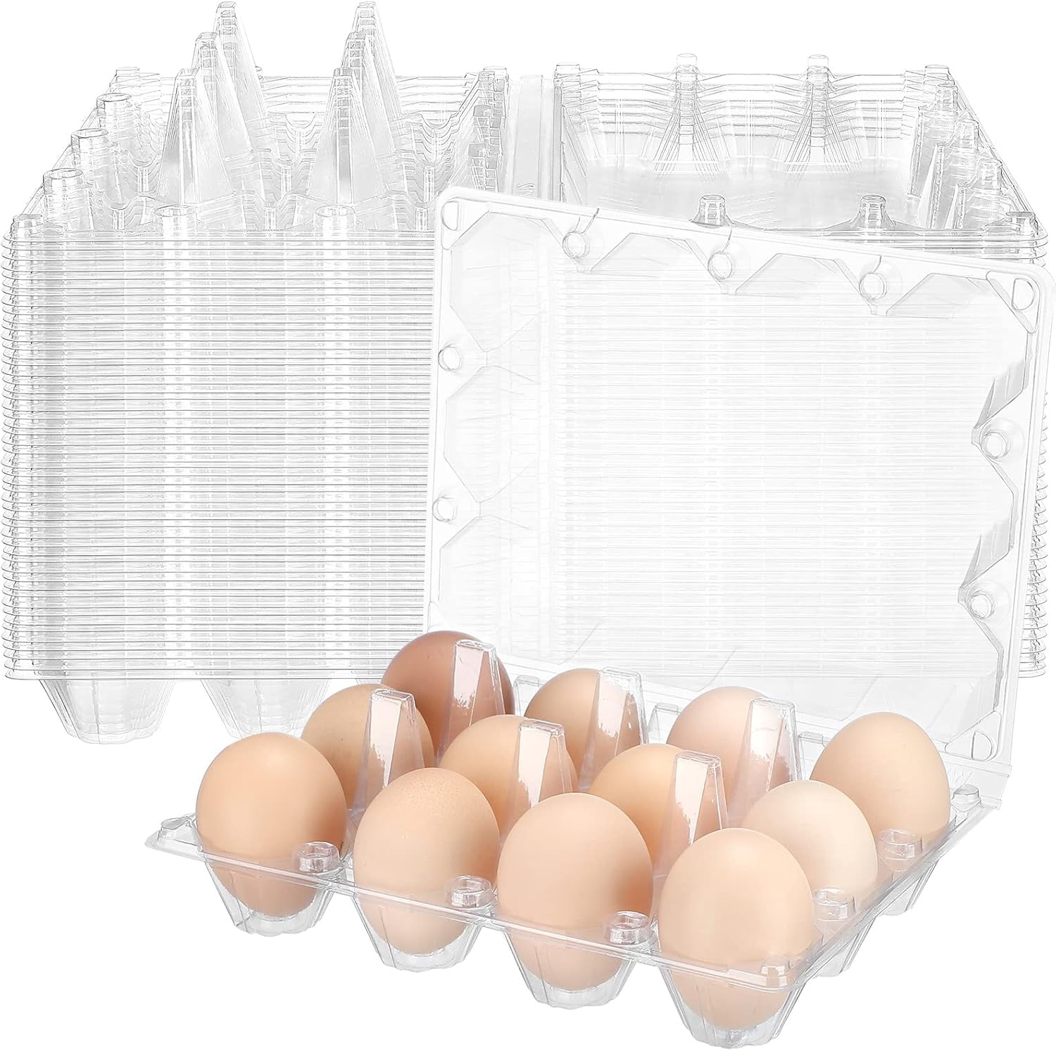 100 Pcs Plastic Egg Carton for 12 Eggs Chicken Egg Cartons Clear ...