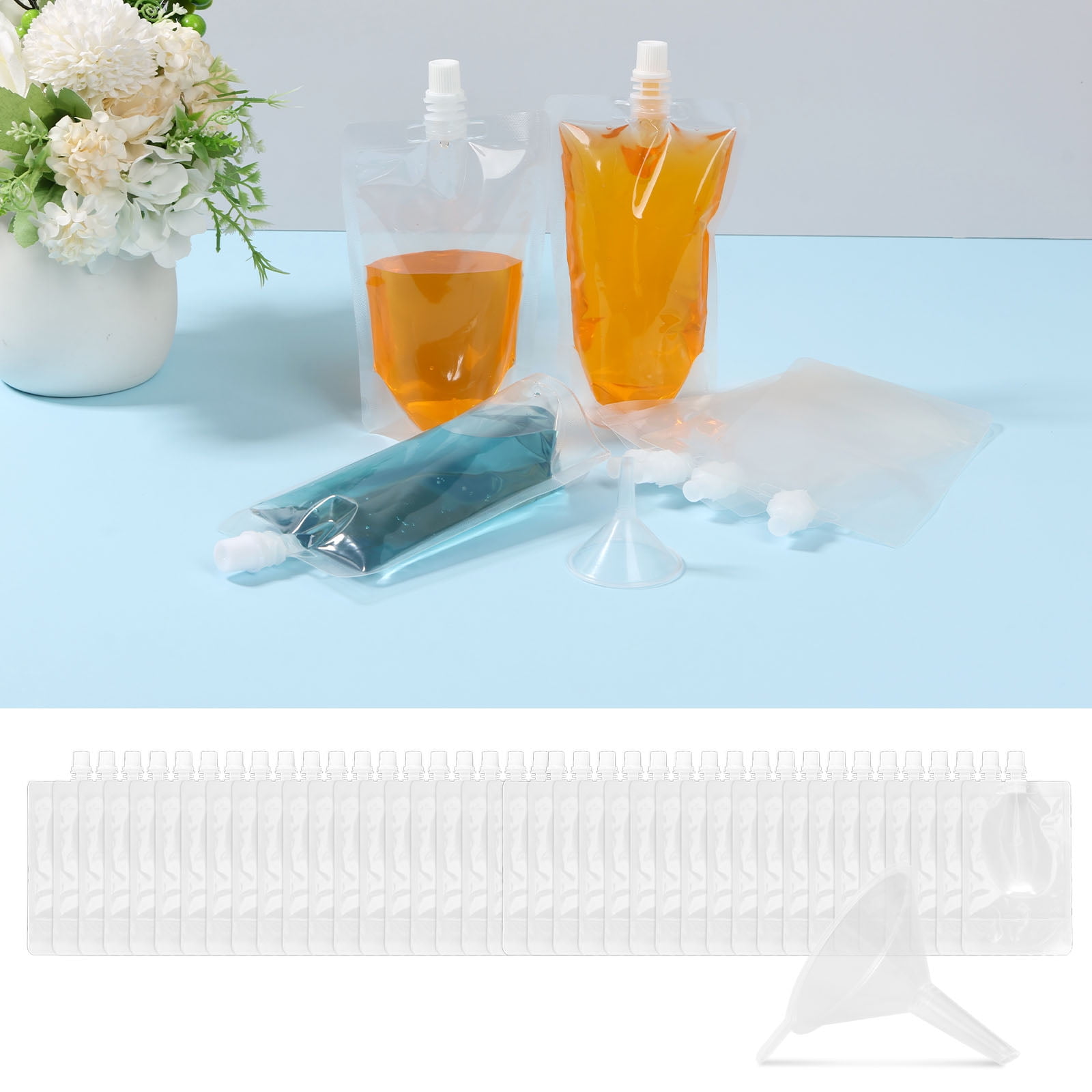 100 Pcs Plastic Flasks 8.5Oz Concealable and Reusable Drink Pouches ...