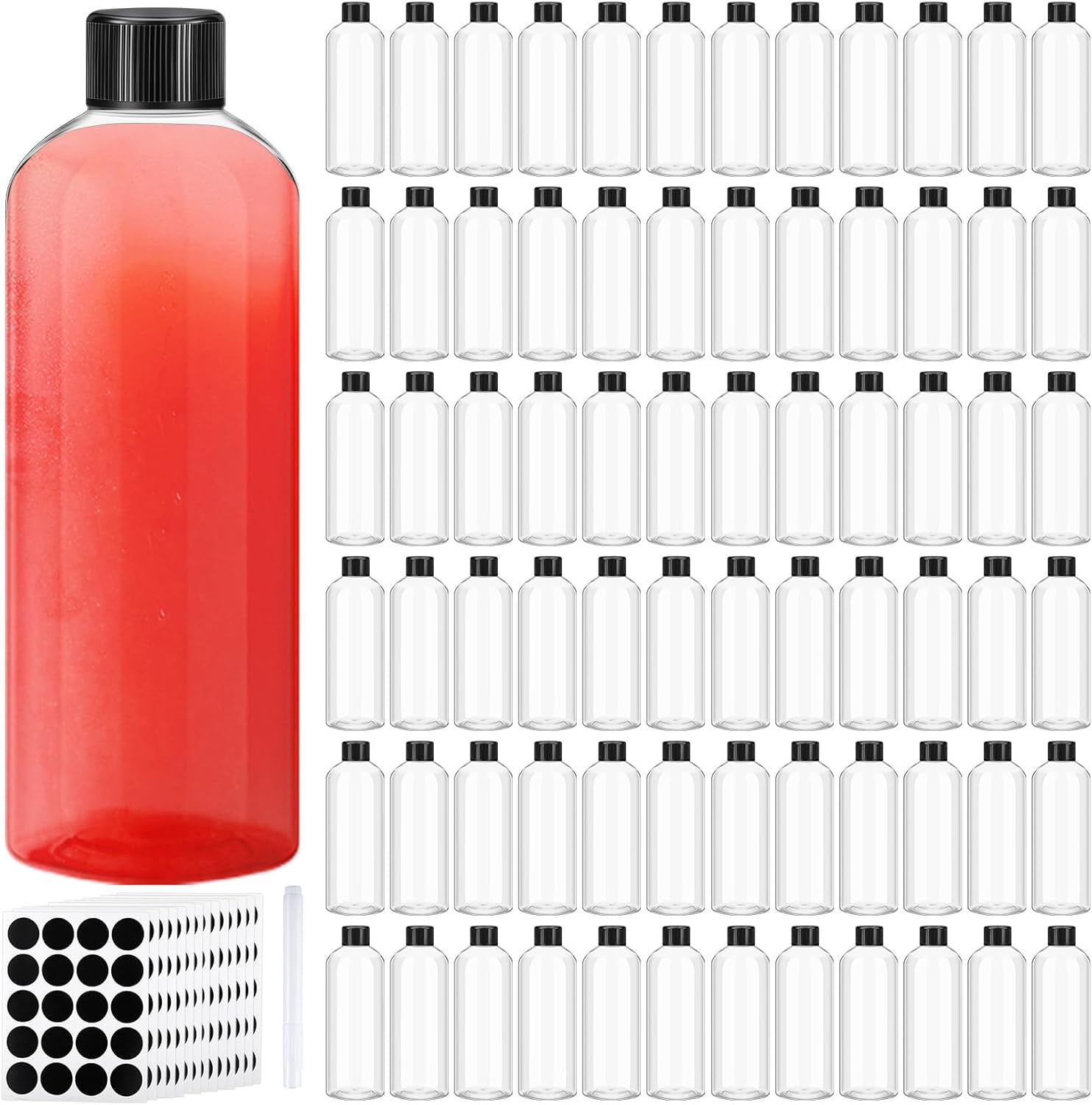 100 Pcs Plastic Juice Bottles with Caps Clear Shot Bottles Bulk Empty ...