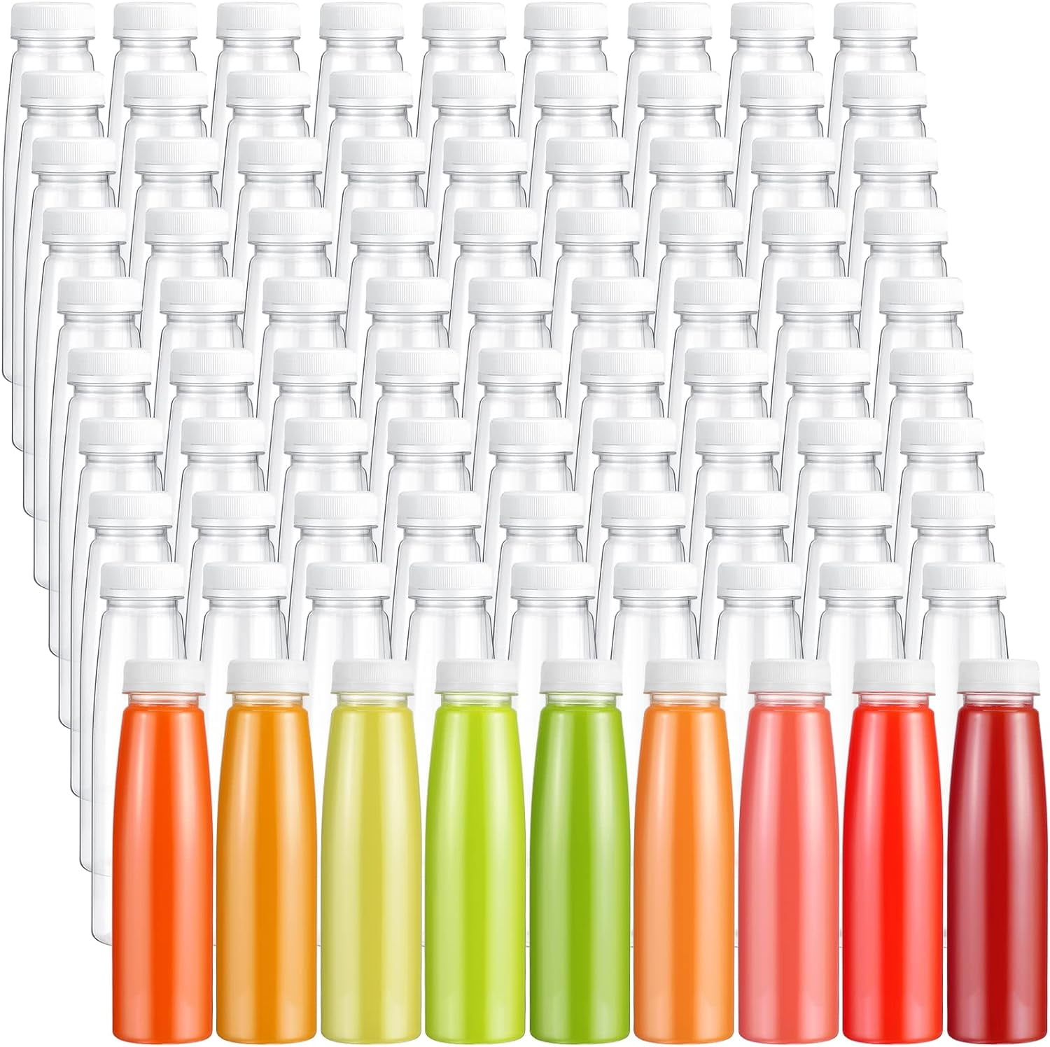 100 Pcs Plastic Juice Bottles with Caps Refrigerator Drink Container ...