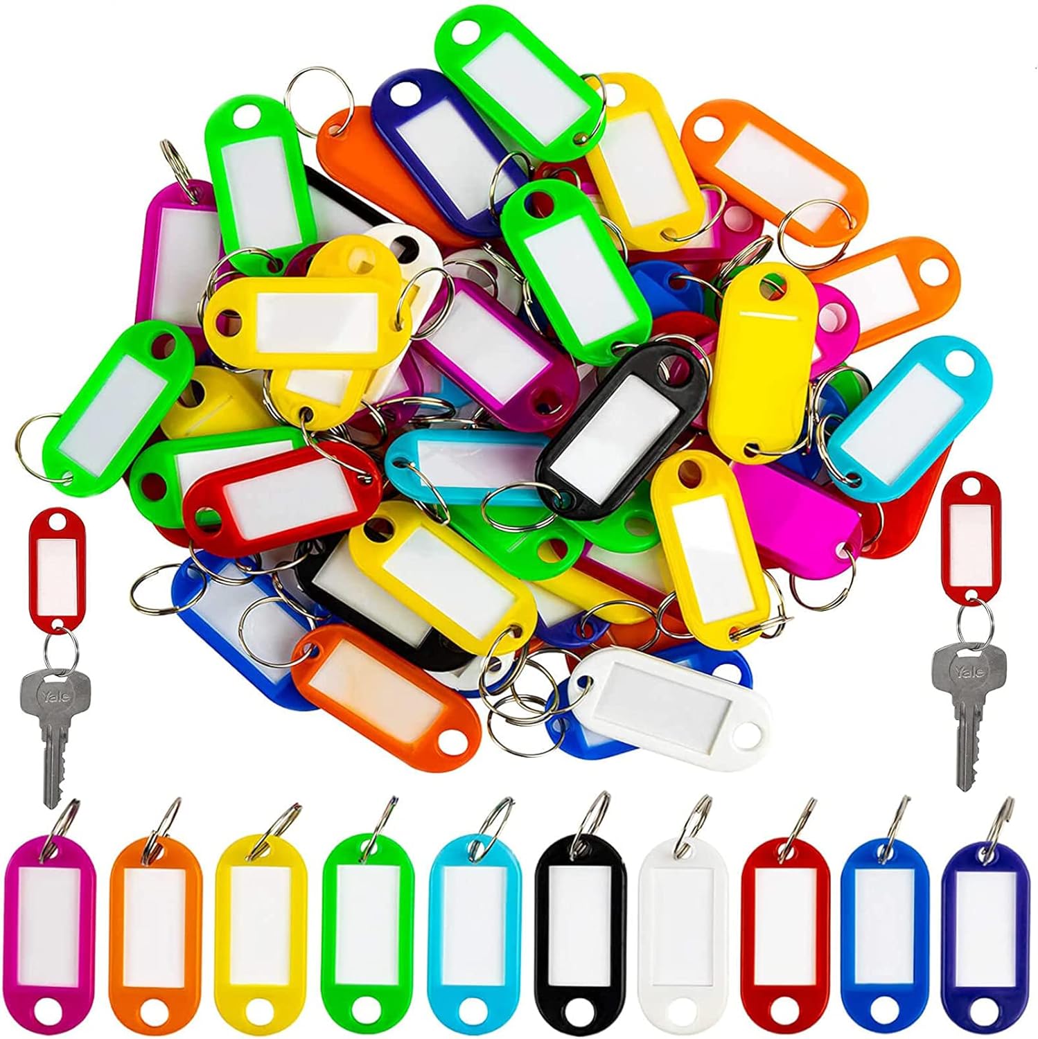 100 Pcs Plastic Key Tags - Key Labels with Ring andWindow Key Tags with ...
