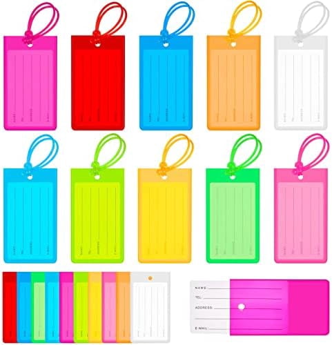 100 Pcs Plastic Luggage Tags Assorted Name Identification Labels ...