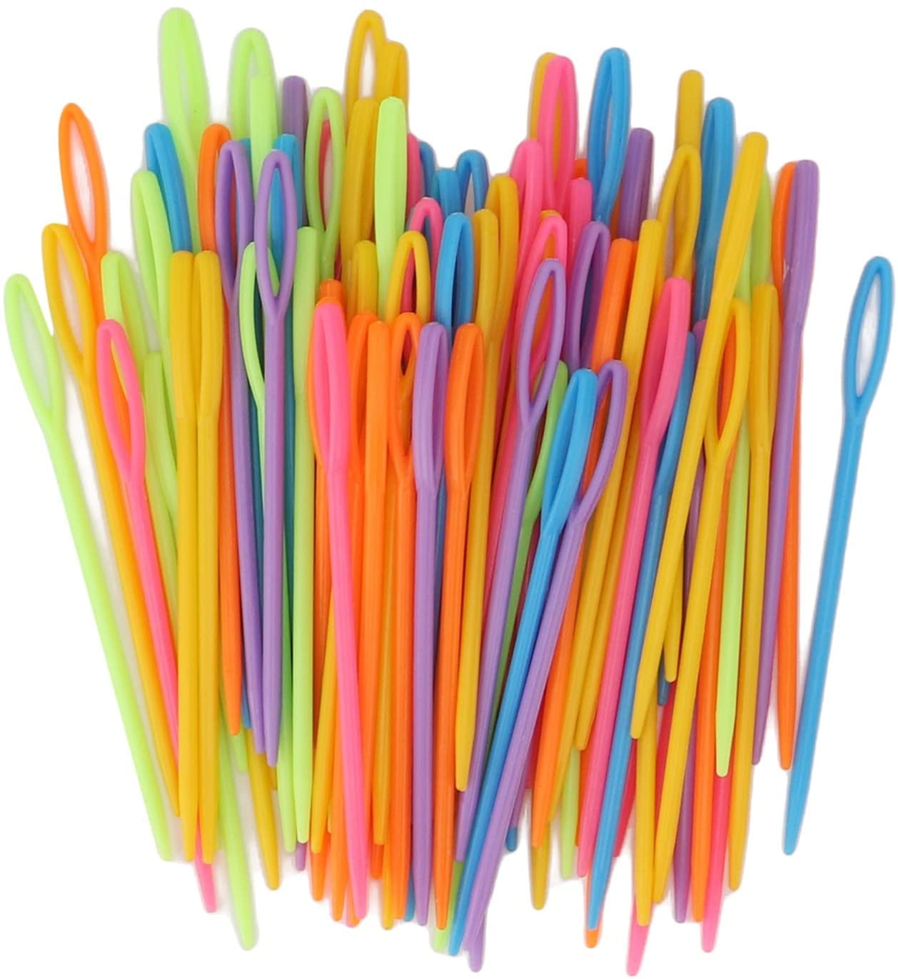 100 Pcs Plastic Sewing Needles for Children, 9 cm Hand Sewing Needles ...