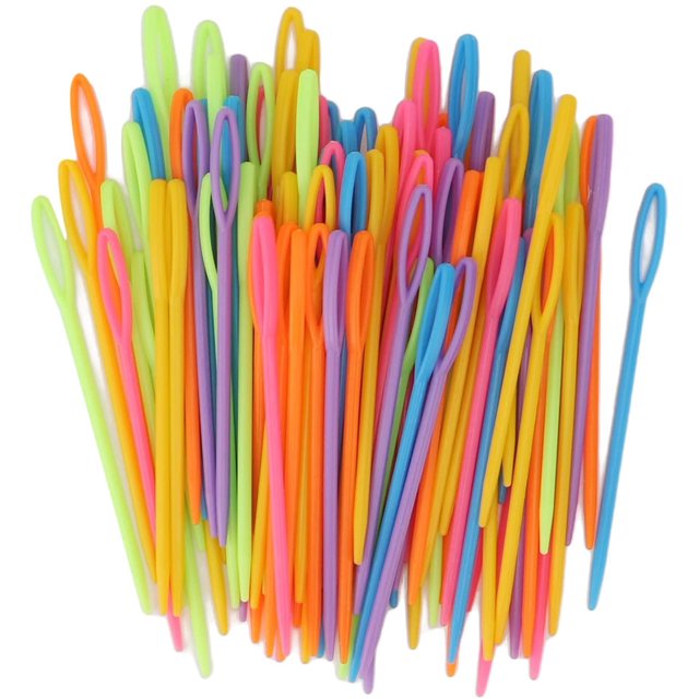 100 Pcs Plastic Sewing Needles for Children, 9 cm Hand Sewing Needles ...