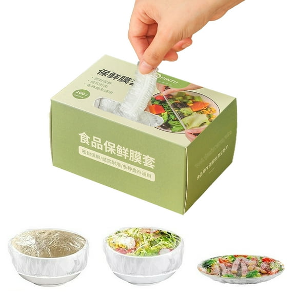 100 Pcs Plastic Wrap Bowl Covers Reusable Elastic Food Storage ...