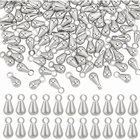 100 Pcs Platinum Plated Extender Chain Tear Drop Dangle Teardrop Charm ...