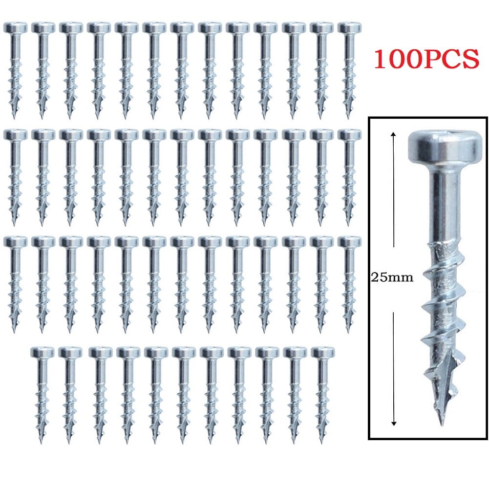 100 Pcs Pocket Hole Screws Nails 25mm 3/1.25mm Cross Screw Head Self ...