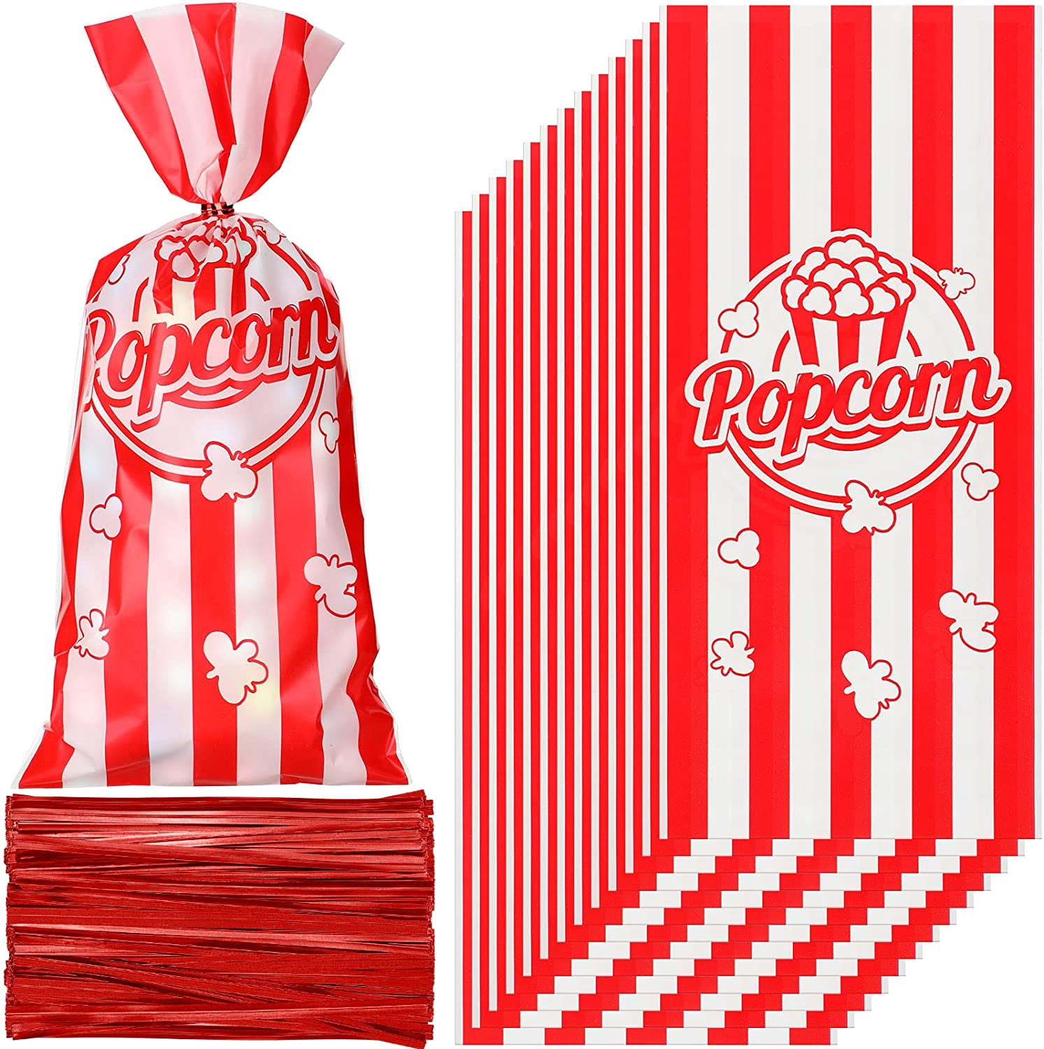 100 Pcs Popcorn Bags for Party, Popcorn Treat Bags Set, 100 Pcs Candy ...