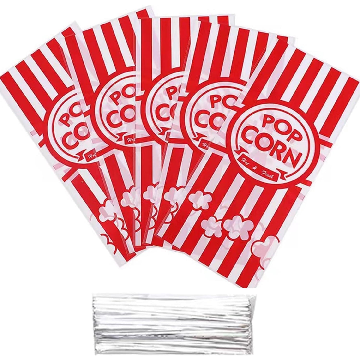 100 Pcs Popcorn Treat Bags Set,Individual Food Bags with Twist Tie,Corn ...