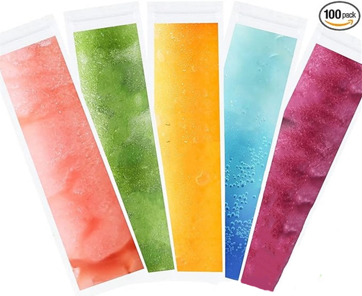 100 Pcs Popsicle Bags with Seal Funnel,Disposable Popsicle Pouches ...