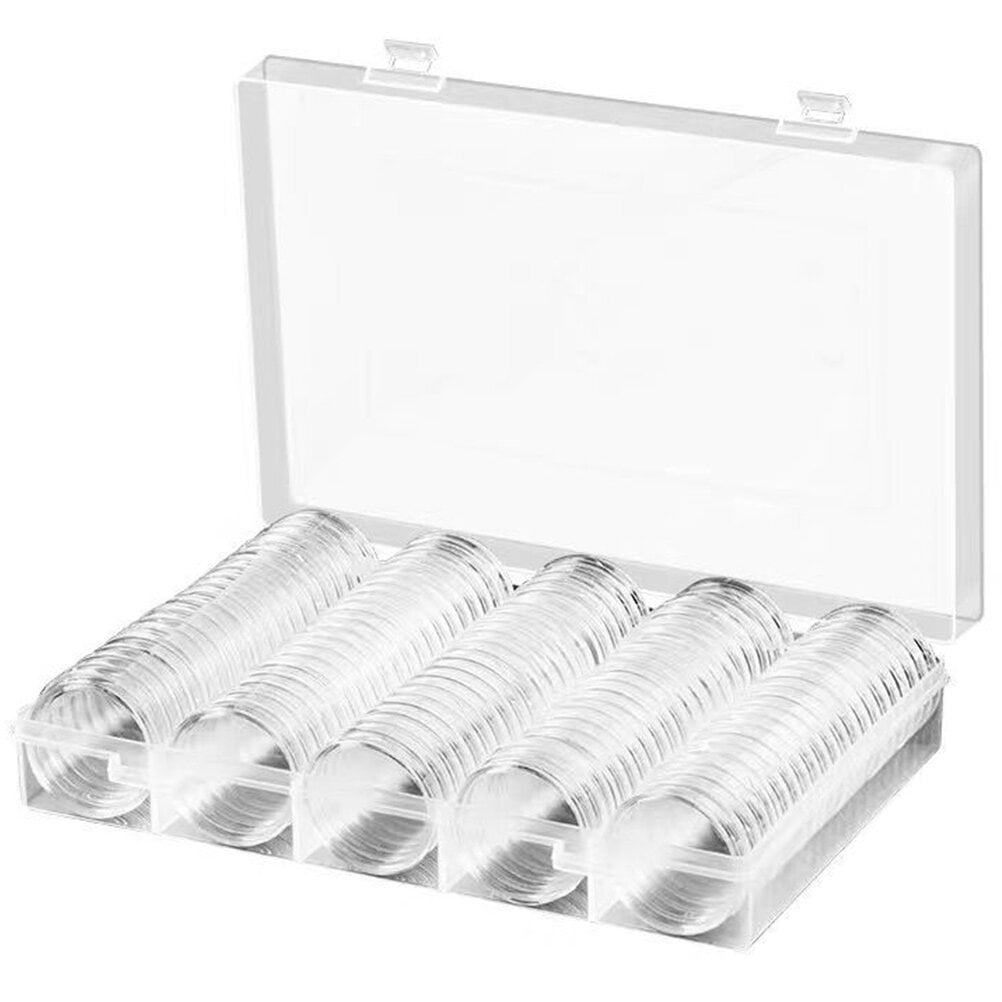 100 Pcs Portable Coin Holder Clear Storage Containers Low Profile ...