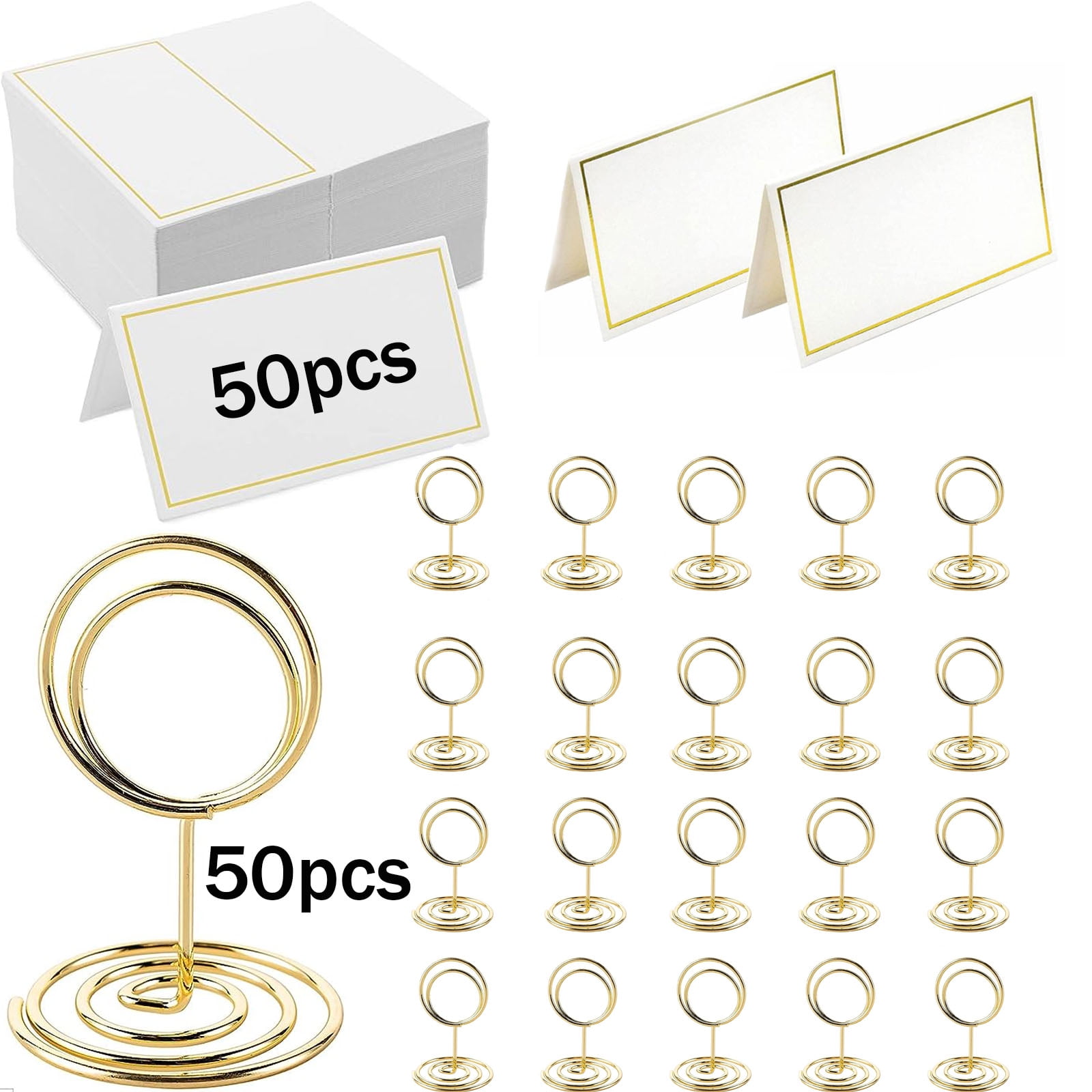 100 Pcs Premium Mini Table Number Holders and Place Cards with Gold ...