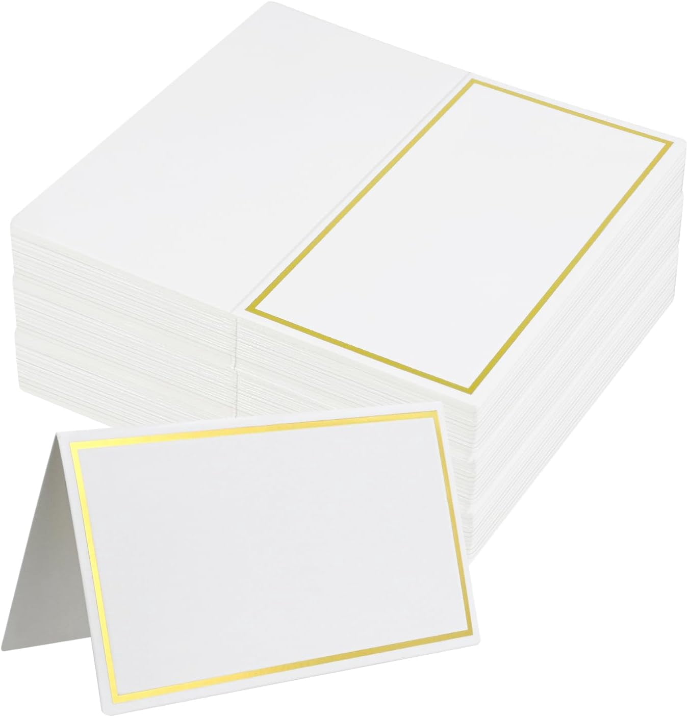 100 Pcs Premium Place Cards with Gold Foil Border, 2x3.5 Inches Tent ...