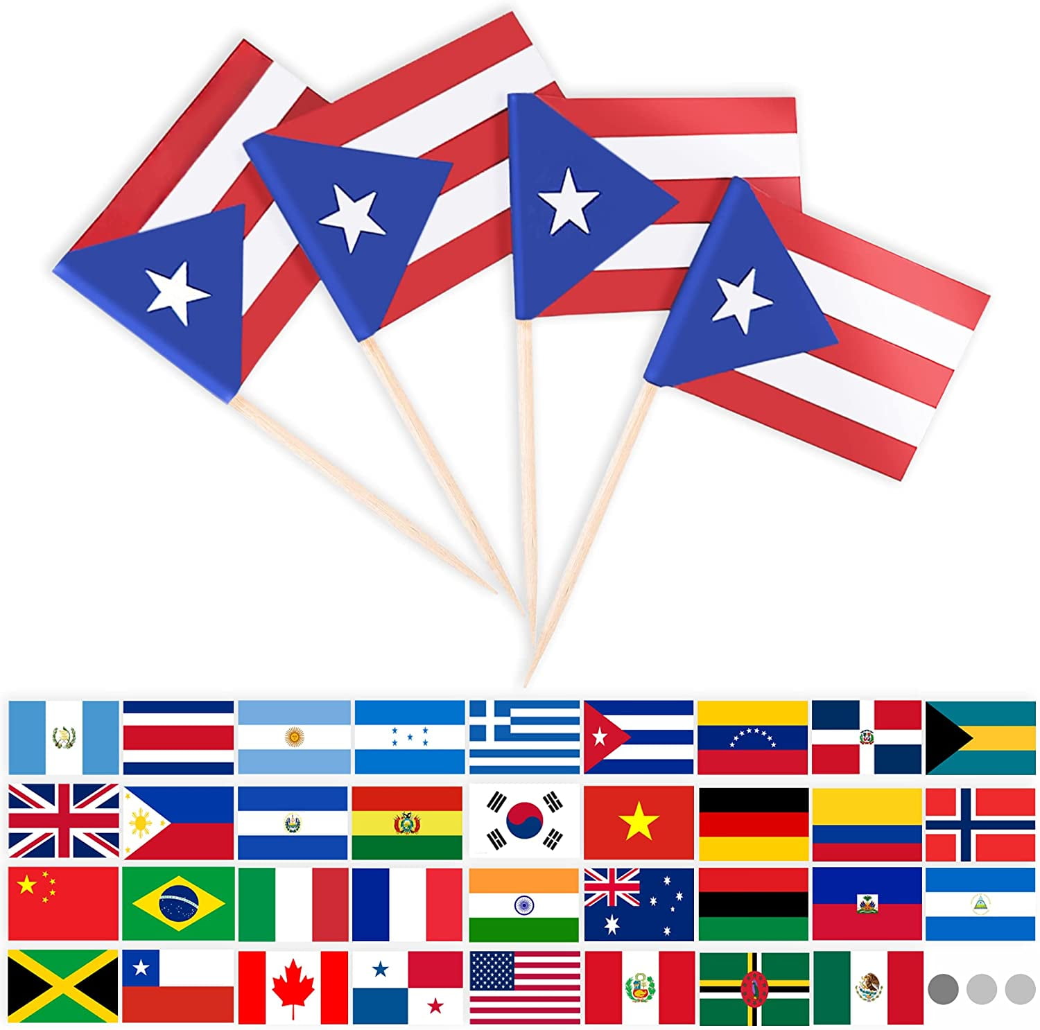100 Pcs Puerto Rico Toothpick Flags,Cupcake Toppers Puerto Rico Flag ...