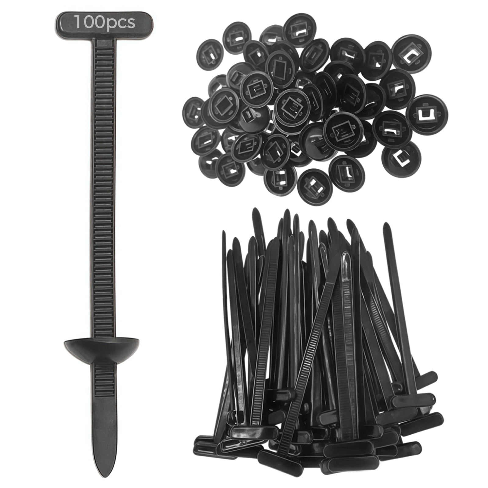 100 Pcs Push Mount Cable Ties, Self-Locking Wire Management Clips, Long ...