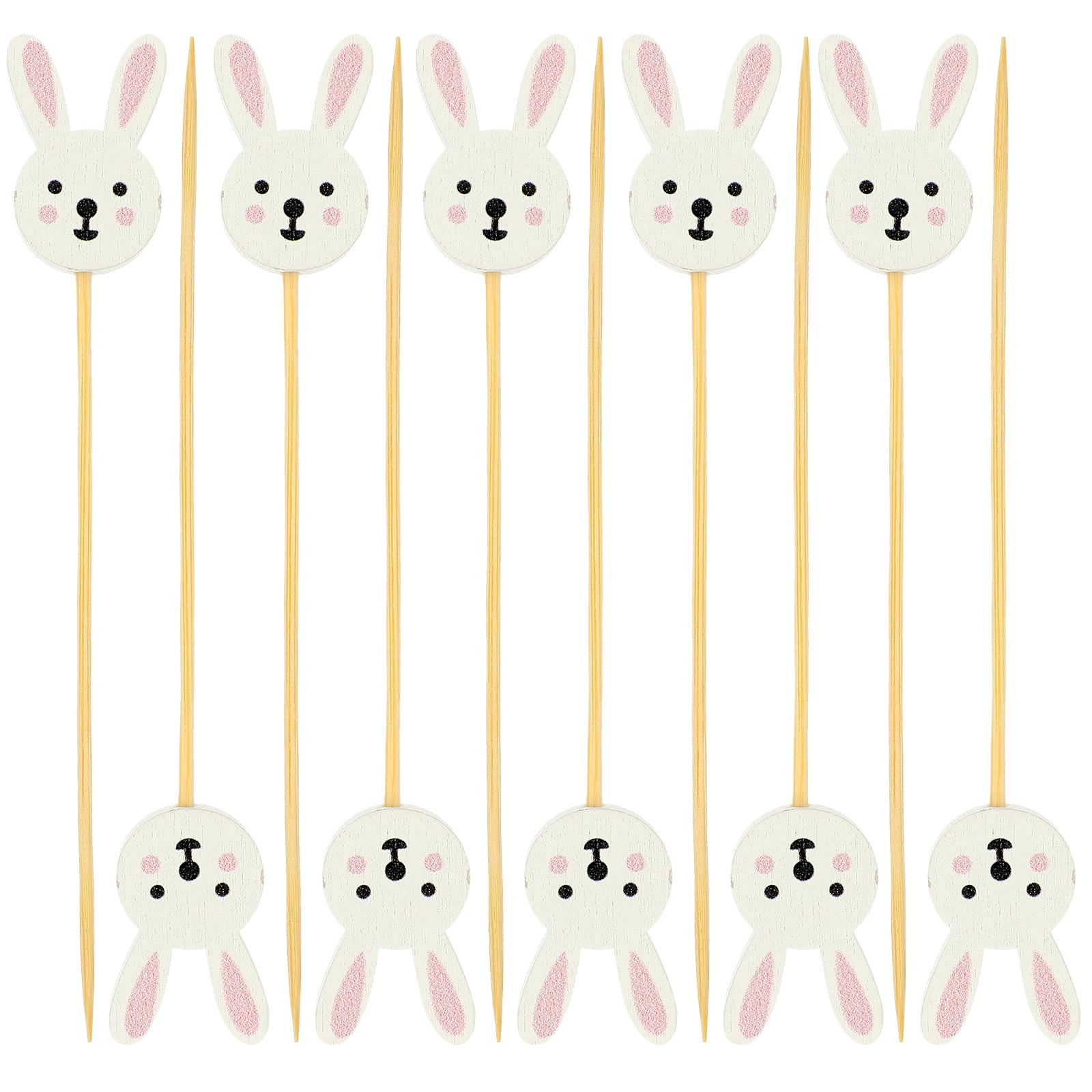 100 Pcs Rabbit Fruit Pick Cake Sticks Adorable Bunny Picks Cupcakes ...