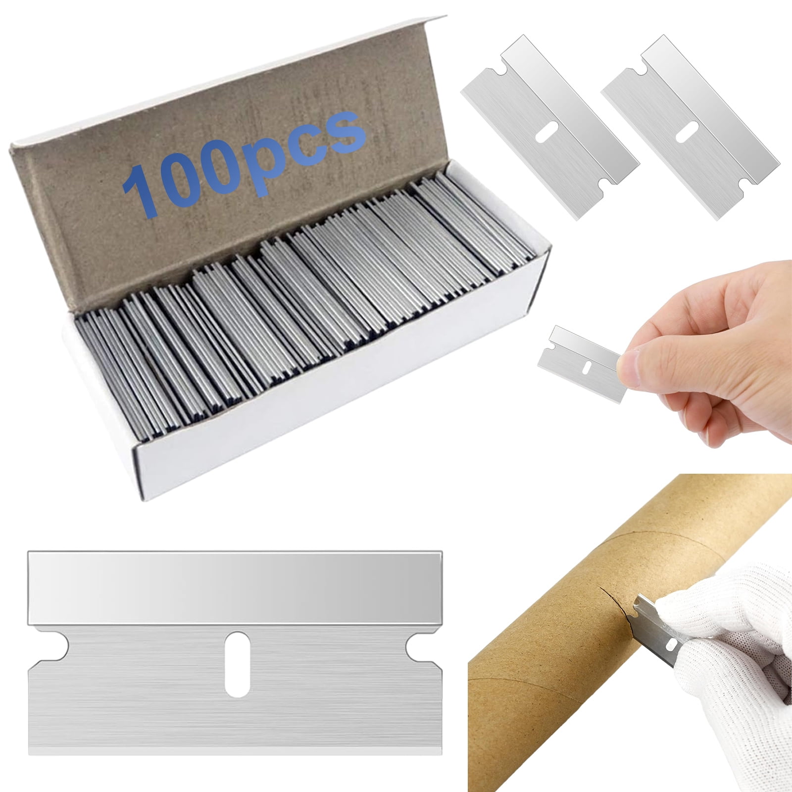 100 Pcs Razor Scraper Blades, Non-Scratch Replacement Glass Scraper ...
