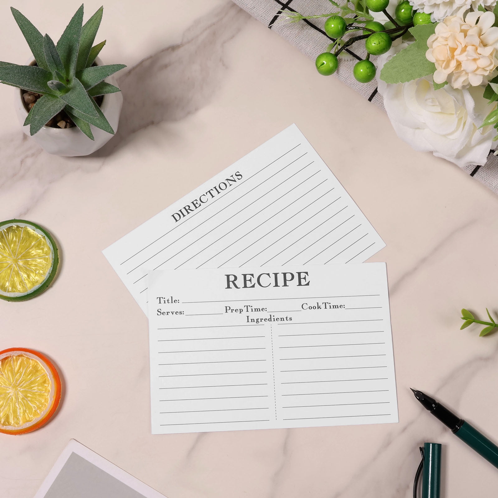 100 Pcs Recipe Cards Double Sided Recipe Card Set Portable Recipe Cards ...