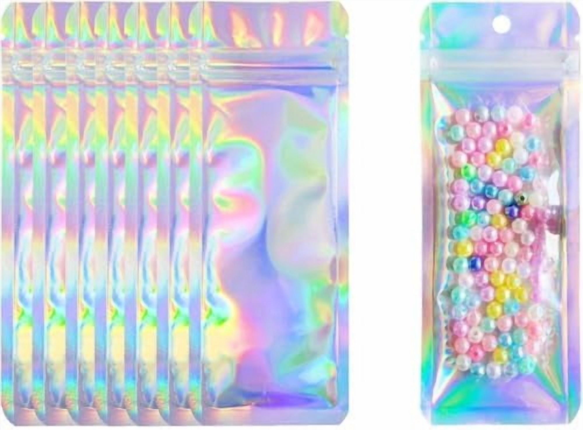 100 Pcs Resealable Holographic Bags Small Sample Jewelry Bags Ziplock ...