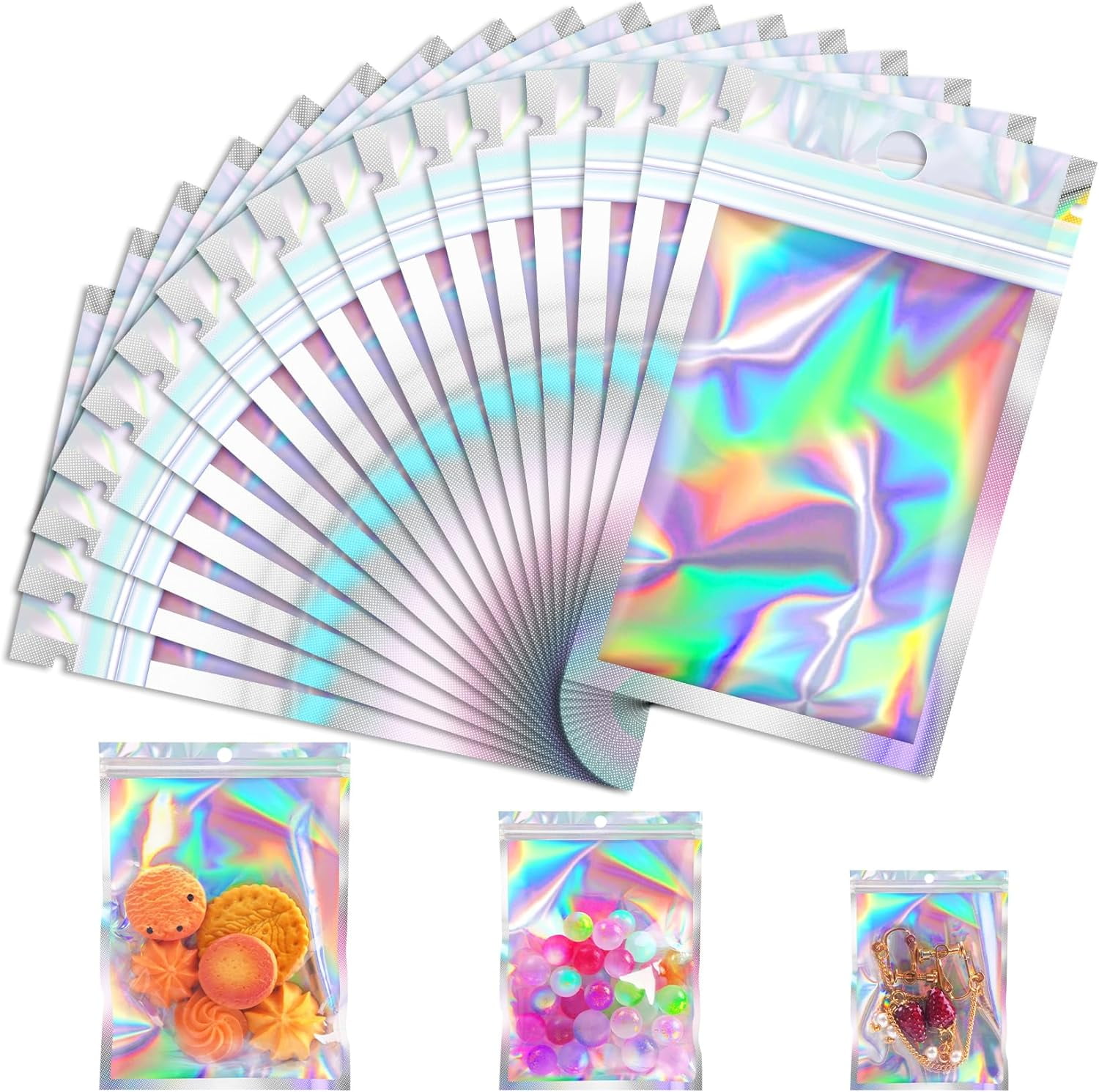 100 Pcs Resealable Mylar Bags, Smell Proof Goodie Bags with Clear ...
