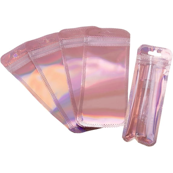 100 Pcs Reusable 5.5x15 cm(2.2x6 inch) Holographic Pen Bags, Clear ...