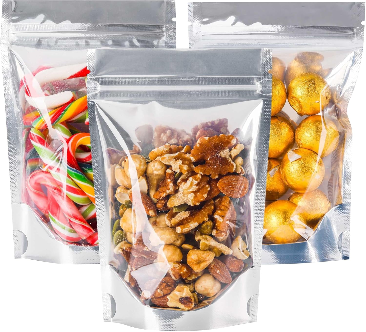 100 Pcs Reusable Aluminium Foil & Polyethylene Holographic Bags with ...