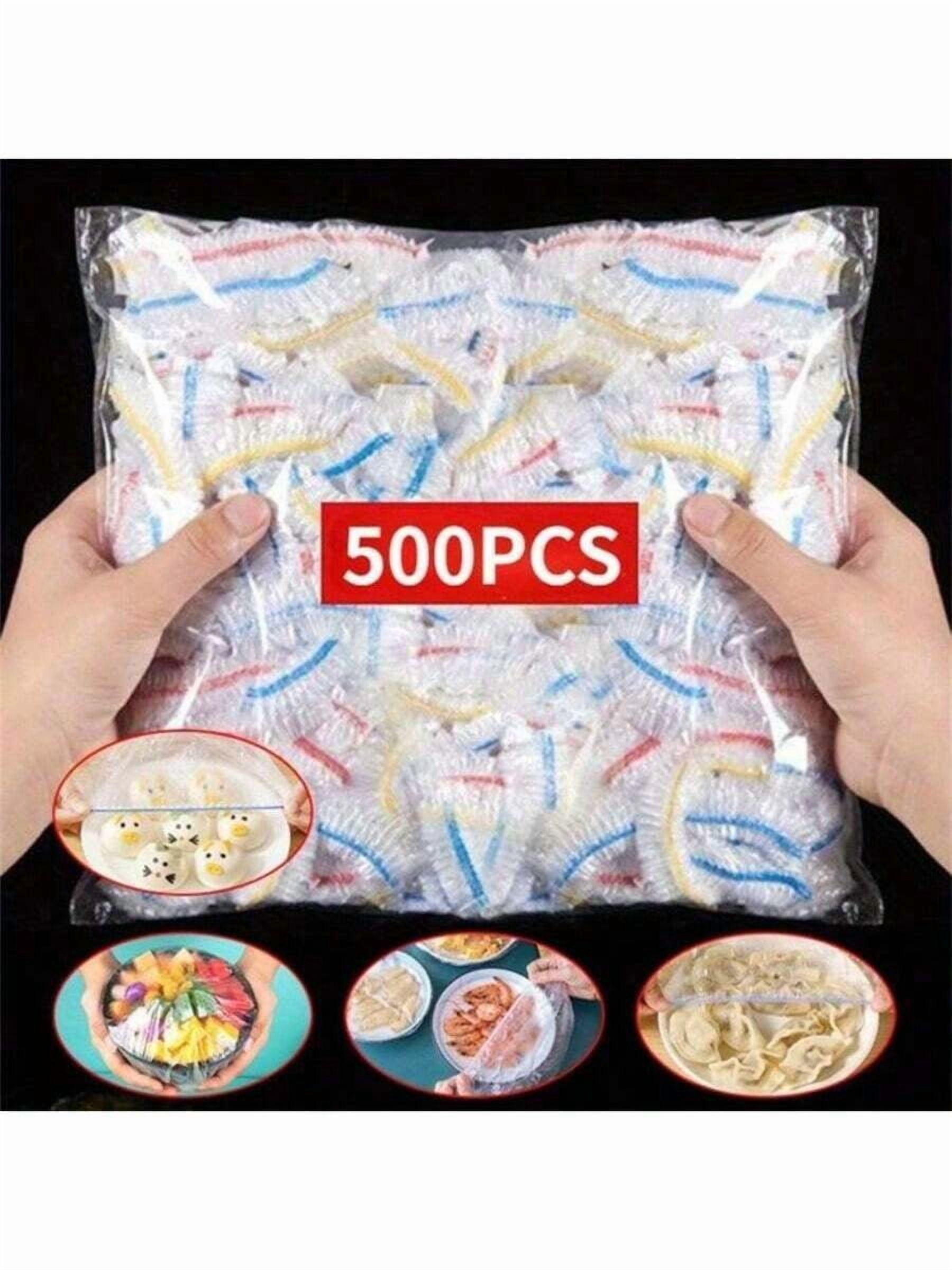 100 Pcs Reusable Elastic Food Storage Covers - Clear Plastic Stretch ...