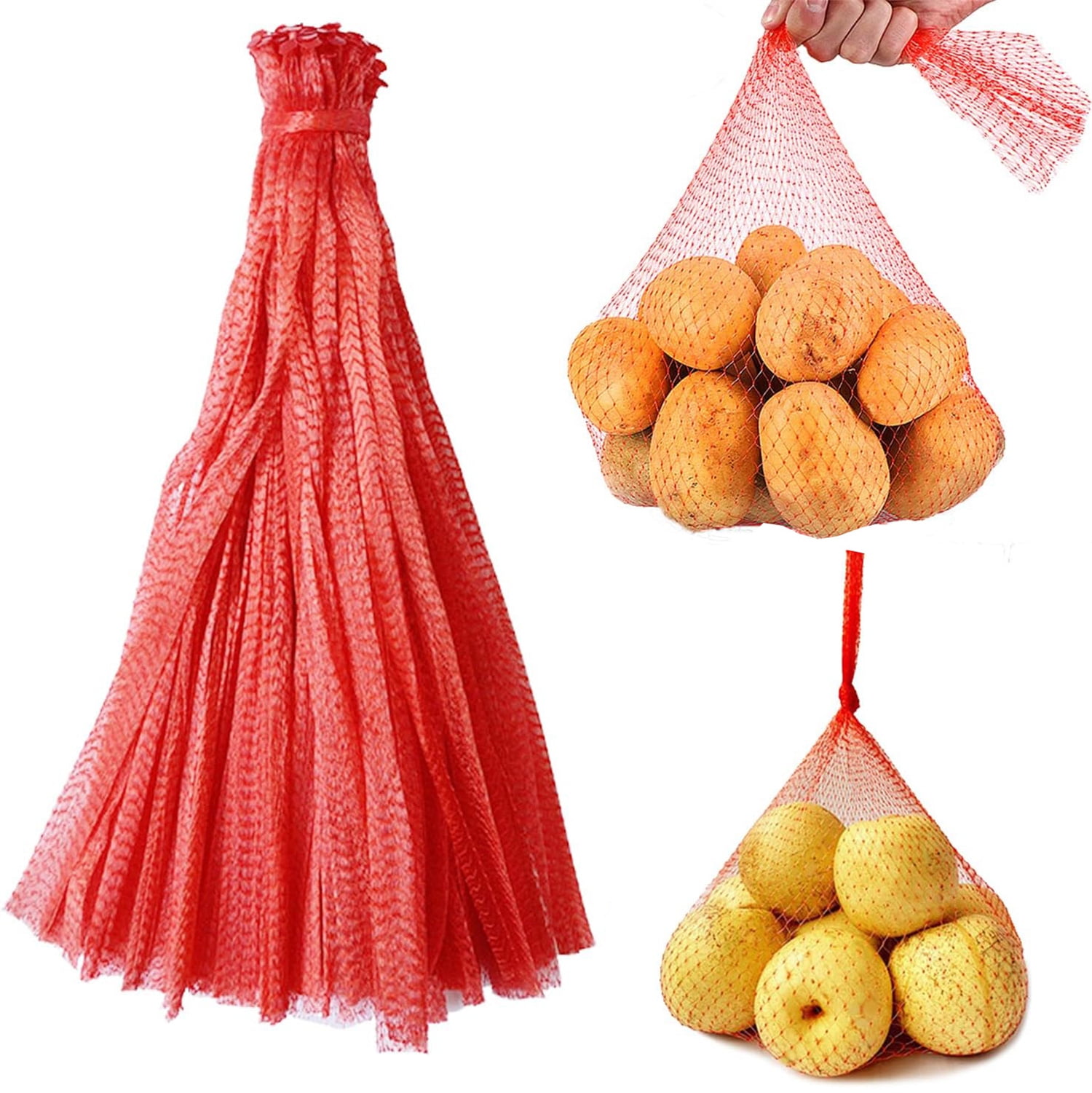 100 Pcs Reusable Grocery Bags,Happon Nylon Mesh Grocery Bags,Reusable ...